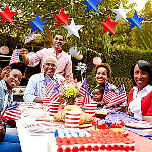 Epakh 36 Pieces Star Cardstock Cutouts 11 Inches Double Printed Paper Stars Glitter Star Decoration for Bulletin Board Wedding Party Supplies (Red,Blue,Silver)