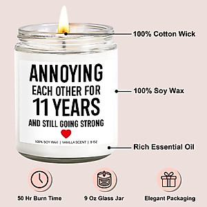 Younift 11 Years Candle, 11 Year Anniversary, Gifts for Him, Her, 11th Wedding Anniversary, Gifts for Wife, Husband, Couples, Funny Gifts, 11th Anniversary Steel Gifts, I Love You