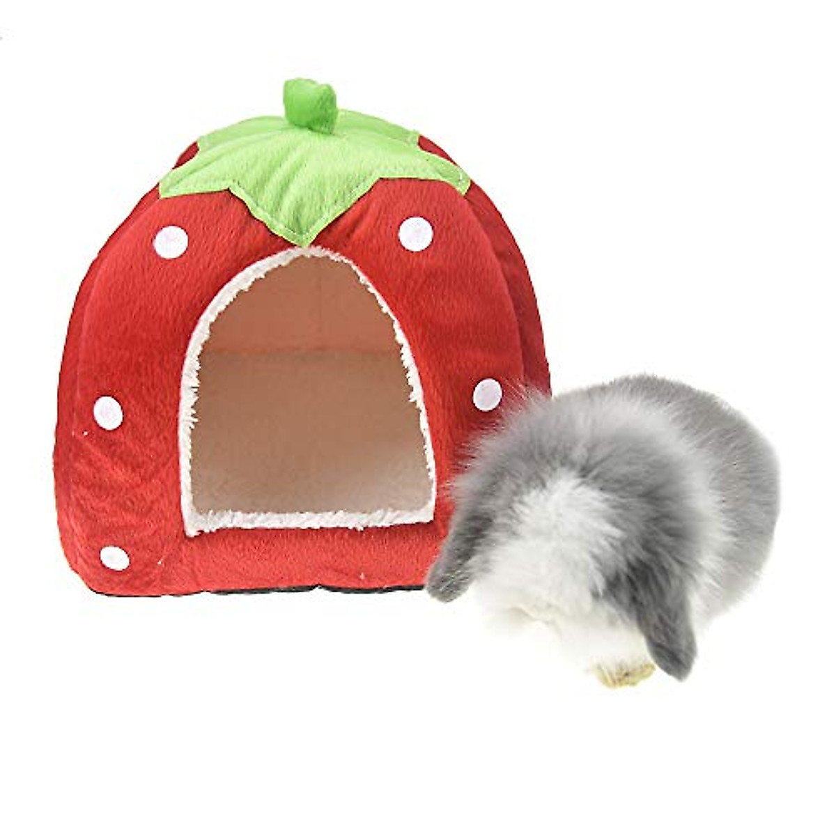 FLAdorepet Rabbit Guinea Pig Hamster House Bed Cute Small Animal Pet Winter Warm Squirrel Hedgehog Chinchilla House Cage Nest Hamster Accessories (9x9x10 Inch (Pack of 1), A-Red)