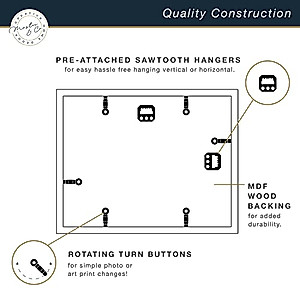 MCS Master & Co. Foundry Metal 16x20 Picture Frame, Display Pictures 11x14 With Mat or 16x20 Without Mat, Vertical & Horizontal Wall Hanging Picture Frame for Photos & Posters, Dark Silver (1-Pack)