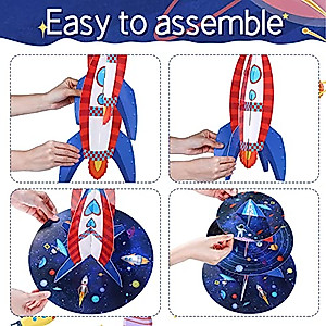 3 Tiers Rocket Cupcake Stand Outer Space Cardboard Cupcake Holder Galaxy Party Dessert Tower Solar System Treat Stand for Kids Space Birthday Decor Baby Shower Family Gathering Supplies