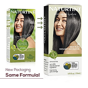 Naturtint 1N Ebony Black Permanent Hair Color (Pack of 6), Ammonia Free, Vegan, Cruelty Free, up to 100% Gray Coverage, Long Lasting Results (Packaging may vary)