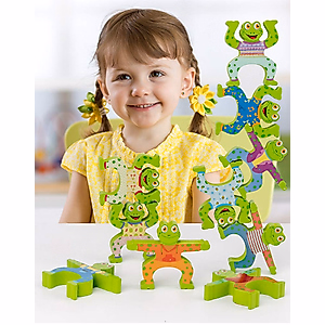 BESTING Balancing Stacking Blocks Frog Blocks Children's Educational Balance Wooden Stacking Acrobatic Interlock Decompression Preschool Toys Balancing Games (HJ012)