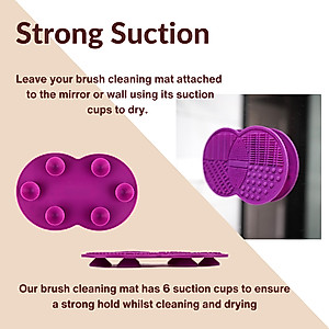 Makeup Brushes Silicone Cleaning Mat (6.5 x 4.1 inches) - Makeup Brush Cleaner Pad with Suction Cups - Large Silicone Scrubber Mat for Cosmetic Brushes