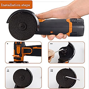 Weytoll 12V Cordless Brush Angle Grinder Kit, Grinding Disc 3/76mm, 19500rpm Electric Grinding Tool Mini Grinder Handheld Cutter with 2pcs 12V1300mAh Batteries and 6 Cutting Discs, Orange