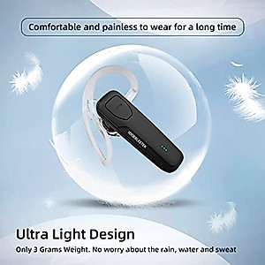 IDOERLEETEK Bluetooth Headset, S30 Bluetooth Earpiece Wireless Handsfree V5.1 Ultralight with Microphone 16 Hours Driving Headset Compatible with iPhone Android Cell Phone Laptop Tablets - Black