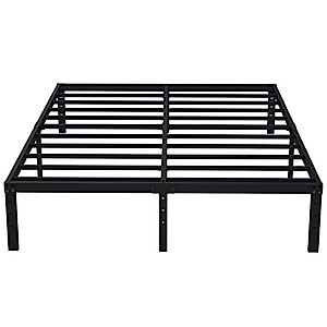 EMODA Queen Bed Frame No Box Spring Needed 14 Inch Heavy Duty Metal Platform BedFrame Queen Size with Steel Slats, Easy Assembly, Black