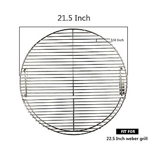 Mydracas Stainless Steel Cooking Grate 21.5 inch Kettle Grill Grate 304 Stainless Steel Food Grade Safe for 22.5 inch Weber Charcoal Grills