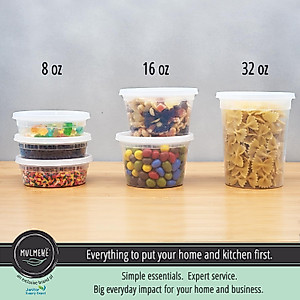 MULMEHË Heavy Duty Deli Containers with Lids, Clear, 32 oz, 24 Pack