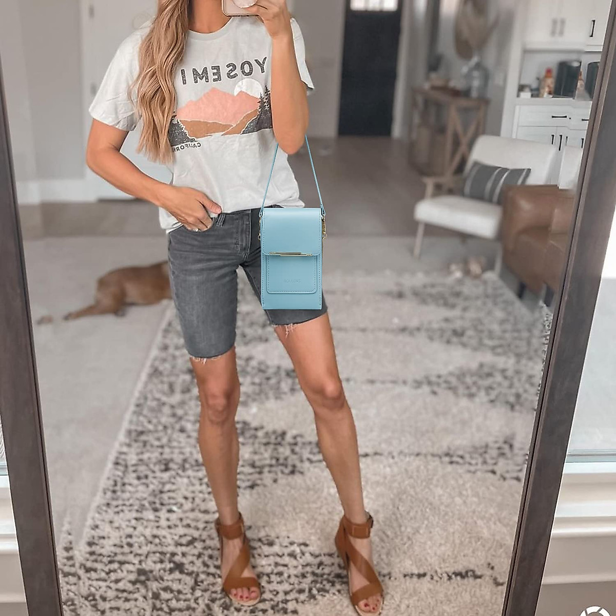 Roulens Small Crossbody Cell Phone Purse for Women, Touch Screen Bag Shoulder Handbag Wallet with Credit Card Slots