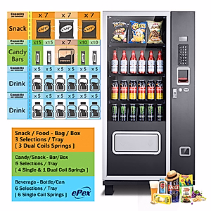 EPEX Snack Beverage Combo Vending Machine with LED Glass Front