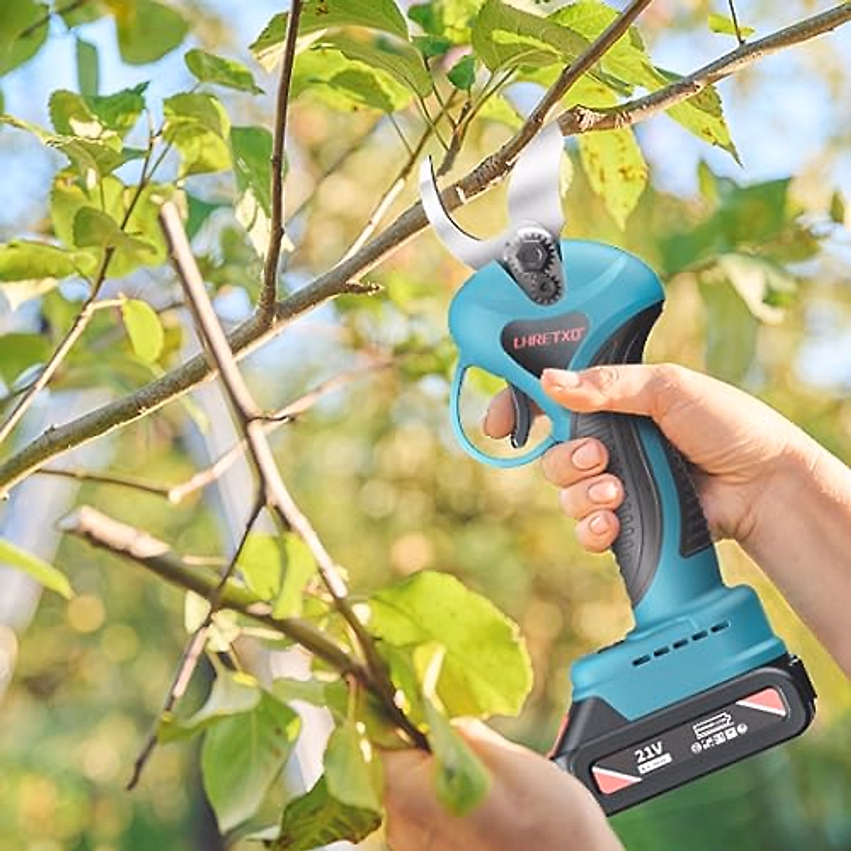 LHRETXQ Electric Pruning Shears Cordless- Cordless Pruner 40mm (1.6inch) Cutting Diameter Clipper - Power Tree Branch Pruner with 21V 2000 mAh Lithium Battery & Replacement Blade Set Garden Tool