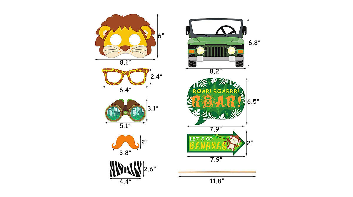 41PCS Jungle Safari Photo Booth Props for Kids Birthday & Baby Shower