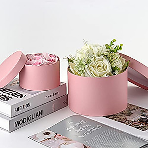 Oairse Pink Round Gift Boxes with Lids for Presents Round Flower Boxes for Arrangements 4 Packs Nesting Gift Boxes with Lids for Bridesmaid, Proposal, Wedding, Birthday, Baby Showers