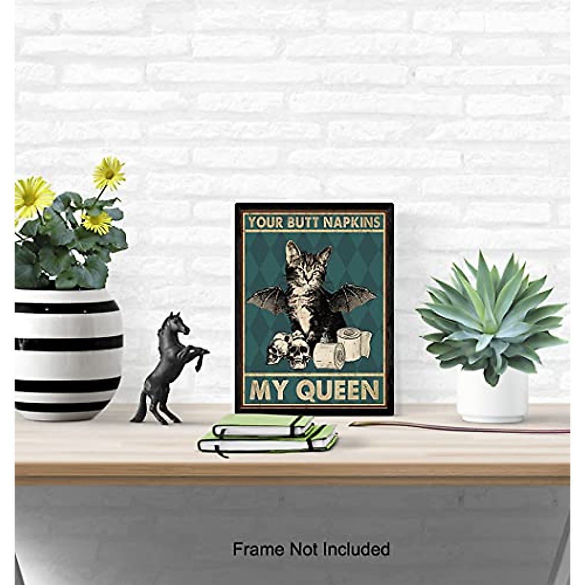 Butt Napkins - Cat Bathroom Decor for Women - Black Cat Wall Decor - Cat Wall Art - Bath Wall Decor - Funny Bathroom Decorations - Bat Wall Decor - Goth Room Decor - Gothic Home Decor - Cute Cat Gifts