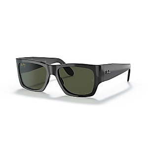 Ray-Ban RB2187 Nomad Square Sunglasses, Black/G-15 Green, 54 mm