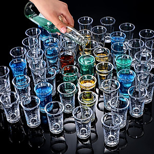 Zubebe 150 Pcs 1.2oz Shot Glass Bulk Set with Thickened Base Acrylic Clear Shot Glasses Plastic Round Small Shot Glasses Bulk for Party