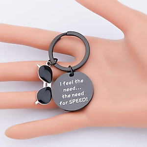 CENWA I Feel The Need The Need for Speed Aviator Glasses Charm Keychain Movie Gift for Fans（I Feel The black-K）