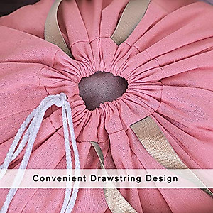 Heavy Duty Laundry Bag with Drawstring and Handle, Extra Large Travel Dirty Clothes Bag for Laundromat and Household, Durable Rip-Stop Laundry Hamper Liner, 28 x 40 Inch by SANFERGE, Pink