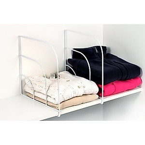 Spectrum Diversified Large Set of 2 Linen Closet & Wardrobe, Pair of Shelf Dividers, Closet Organizers & Storage Straightener, White