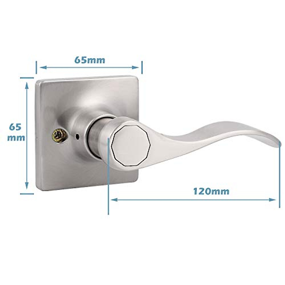 Gobrico Wave/Drop Door Levers with Square Plate Right-Handed Dummy Door Lock Inactive One-Side Door Handles in Satin Nickel 3 Pack