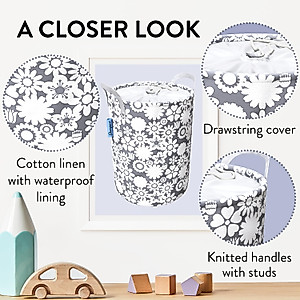 GLAMPERS Laundry Hamper 43/46/54L | Small Laundry Baskets with Sturdy Handles | Collapsible Kids Hamper for Dirty Clothes, Toys | Small, Gray Wave2