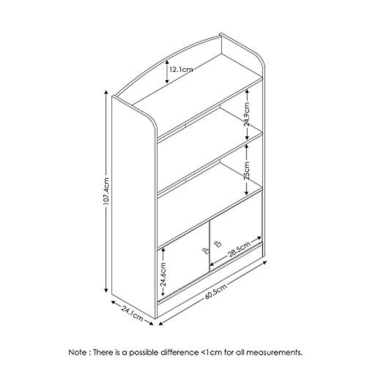 FURINNO Stylish Kidkanac 2 tier Bookshelf With Storage Cabinet, Light Blue