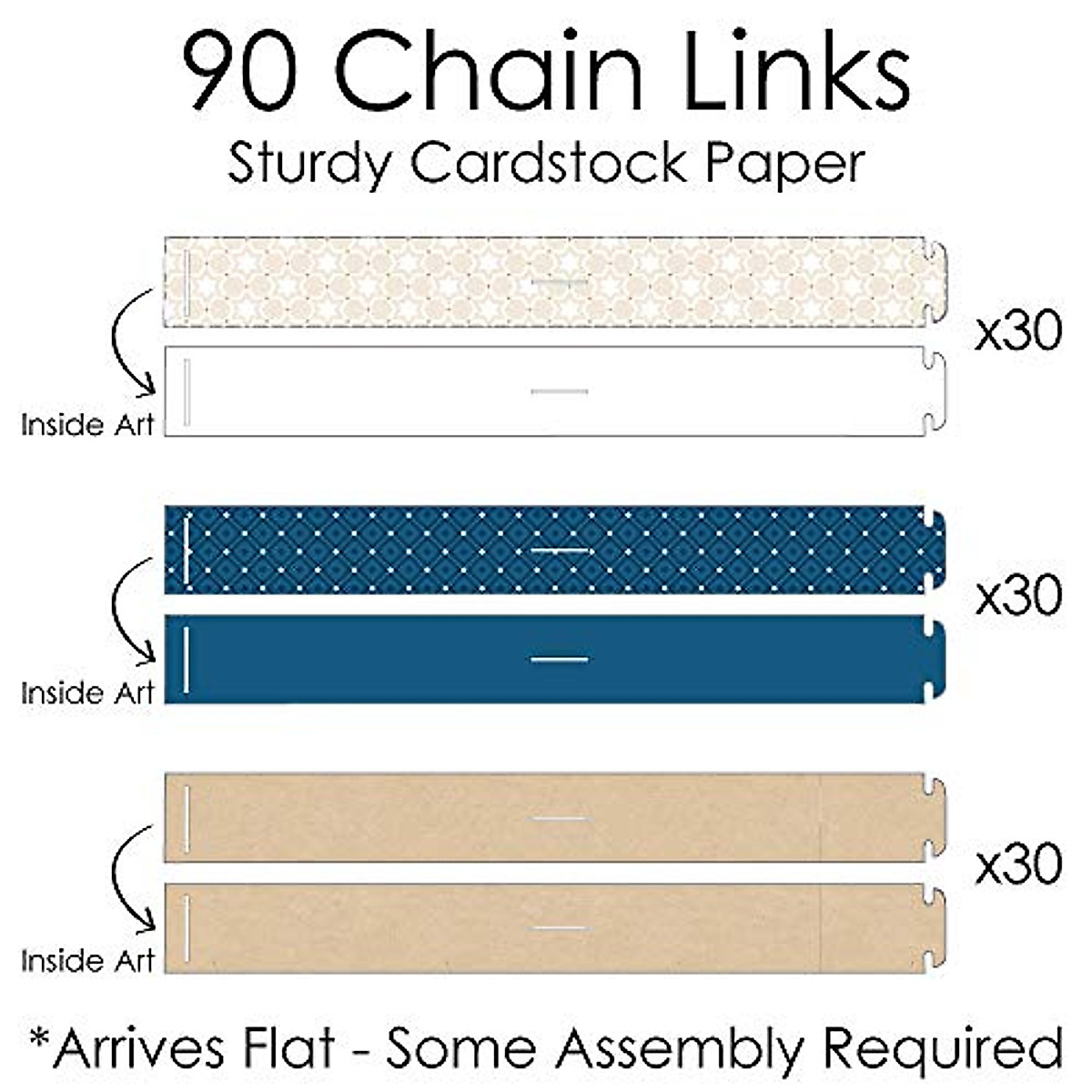 Big Dot of Happiness Happy Passover - 90 Chain Links and 30 Paper Tassels Decoration Kit - Pesach Jewish Holiday Party Paper Chains Garland - 21 feet