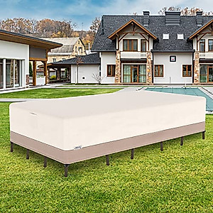 NATURAL EXPRESSIONS Patio Furniture Covers 124" x 63" x 28",Outdoor Furniture Cover Waterproof Windproof Patio Covers for Outdoor Furniture,Outdoor Sectional Set Cover for Sofa,Tables and Chairs