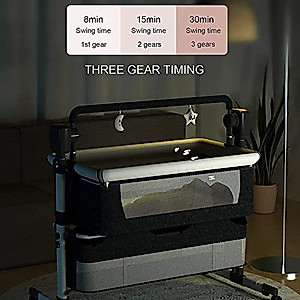 HSIKUML Music Baby Swings, Electric Baby Bassinet Bedside Sleeper Timing Rocking Crib, Baby Bassinet with Remote Control, 3-in-1 Adjustable Height Folding Baby Bed with Storage Basket (Color : Blue)