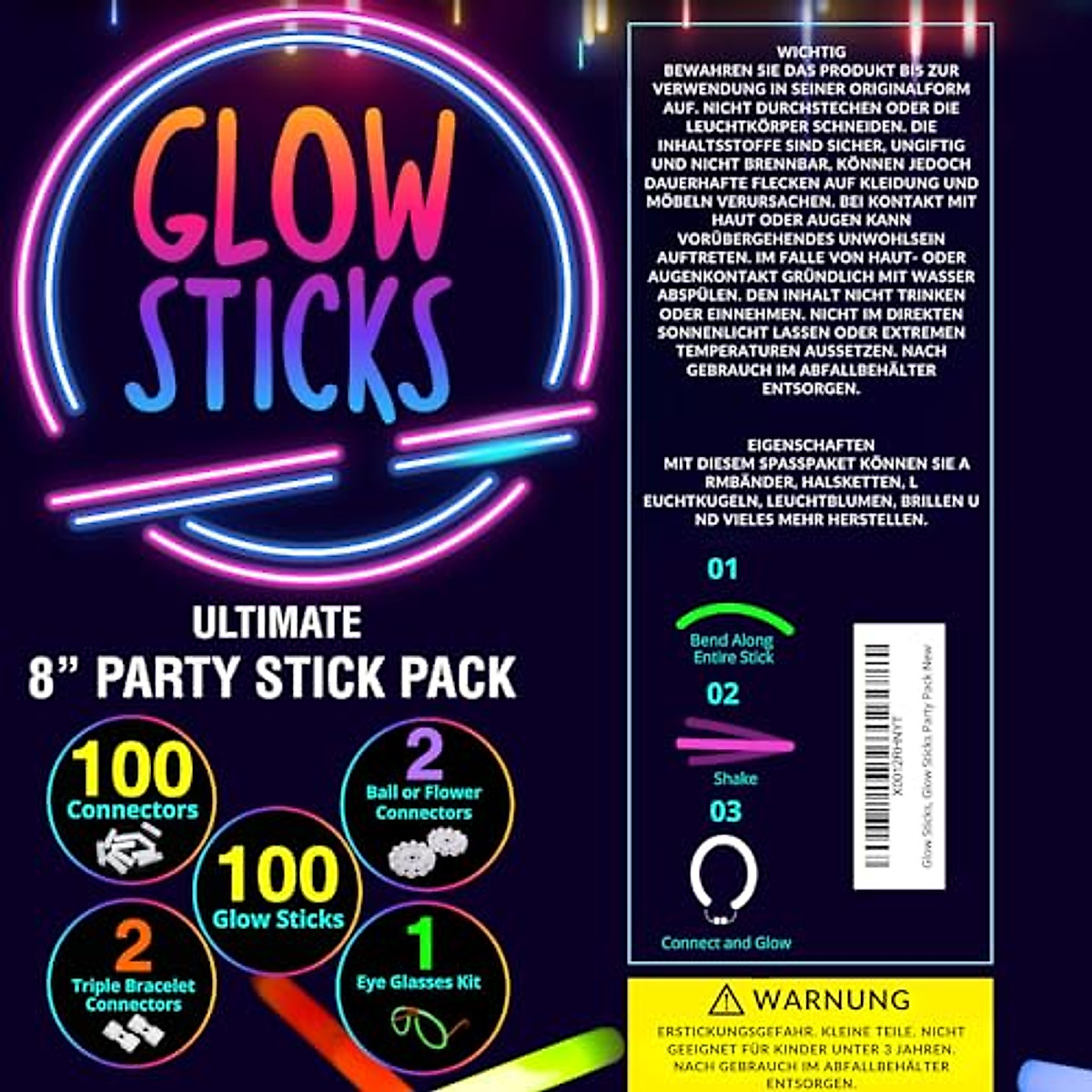 Glow Sticks Bulk -205-Pcs- Glow in The Dark Eye Glasses Kit/Party Supplies tri Bracelets- Necklaces & More-12 Hours Glow Party Pack for Kids- Party Favors for kids 8-12