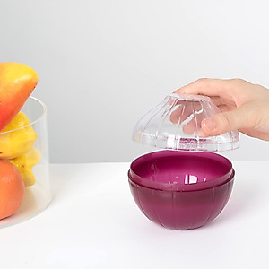 Vegetable and Fruit Storage Containers for Fridge, BPA Free Fresh reusable Food Savers, Onion Storage Container 、Garlic Saver、Tomato Saver and Lemon Keeper，Refrigerator Vegetable Crisper (Circular)