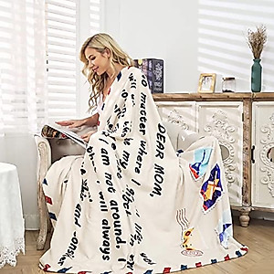 Nueasrs Blanket for Mom, Birthday Gifts for Mom from Daughter or Son, Warm Birthday Gifts for Mom, Thanksgiving Christmas Best Mom Hug Gifts for Moms, Mother Letter Throw Blanket 60" x 50"
