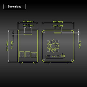 ElectroCookie Raspberry Pi 4 Case, Aluminum Mini Tower Case with Cooling Fan and Color Changing Ambient Light (Black Neon)