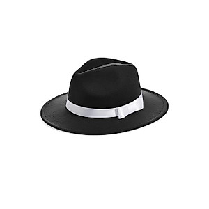 BABEYOND Fedora Hat for Men, 1920s Gatsby Panama Style, Black (Unisex-Adults)