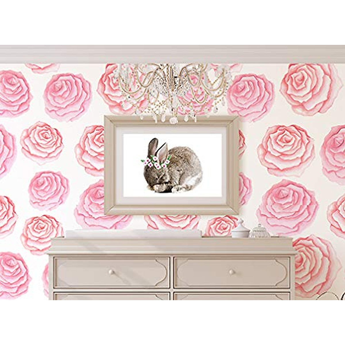 Bashful Bunny Floral Crown 11x17 (Unframed) Baby Nursery Wall Decor Prints (Option 1)