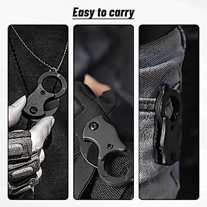 Aesnoun Small Pocket Knife for Men, Carabiner Knife, Cool Carabiner Knife Box Cutter with 1inch Stainless Steel Blade, Mini Folding Knives EDC Gadgets for Everyday Carry, Great Gift for Men (Black)