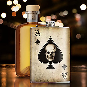 Trixie & Milo Stainless Steel Funny Flasks for Men - Perfect Gifts for Him, Groomsmen Gifts, Bar Accessories and Dad Gifts - Holds 8 oz. of Fluid-Ace of Spades