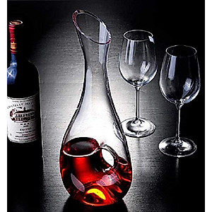 USBOQO HBS 1.2 Liters Lead-Free Premium Crystal Glass Red Wine Decanter, Clear