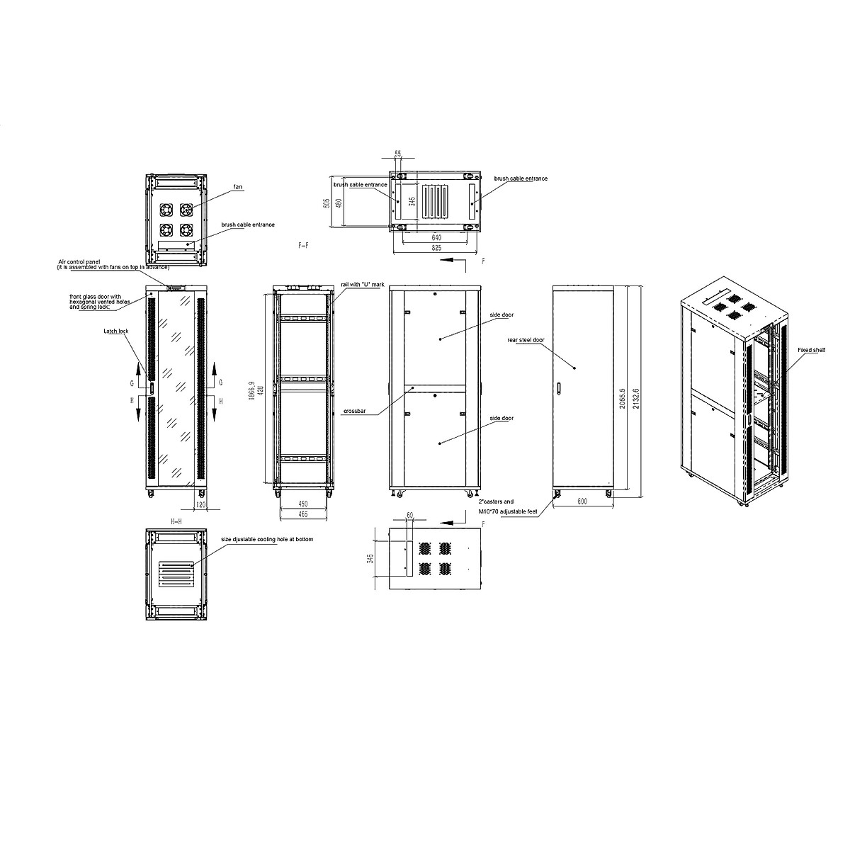 Sysracks 42U Server Rack Cabinet – 35" Deep Free Standing IT Enclosure with Air Control System, 4 Fans, PDU, Glass Door, Lockable Side Panels, and 1 Shelf for 19" Mount Equipment