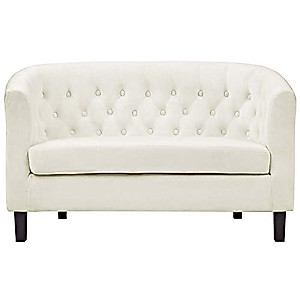 Modway Prospect Velvet Upholstered Contemporary Modern Loveseat In Ivory