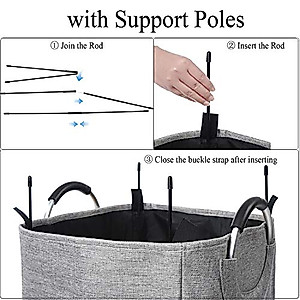 Large Collapsible Laundry Hamper Bag with Handles, 15 x 15 x 26 Inches Foldable Clothes Basket for Washing Storage