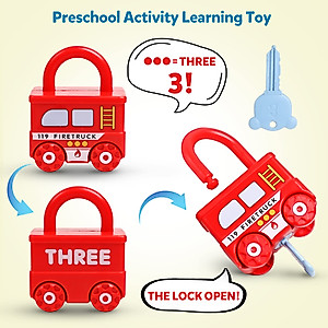 GKDOMS Montessori Learning Toys Sorting & Matching Locks and Keys Toddlers Sensory Car Activity Fine Motor Toy, Thank You Birthday Gifts for Kids Age 2-5 Years, Back to School