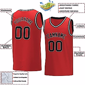 Custom V Neck Basketball Jersey Personanlized Stitched/Printed Sports Jerseys for Men/Youth Red