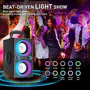 TPyesss Bluetooth Speakers, 80W(Peak) Wireless TWS Portable Bluetooth Speaker, Beat-Driven Lights, 100dB Loud Stereo Speaker with BassUp, Speakers with Subwoofer for Outdoor, Party, Camping