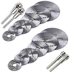 QISF 16Pcs HSS Saw Blades Rotary Tool Circular Saw Blade Set Mandrel - 1/8" (3.175mm) and 1/4" (6.0mm) Shank For Dremel, Proxxon Drill Rotary Tools