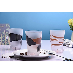 Hyzone Cat Claw Glass, Beer or Drink Cup, Milk, Juice, Frosting Process (Stripe)