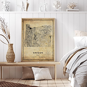 Oregon Vintage Map Print Oregon Map USA State Map Art Oregon City Road Map Poster Vintage Gift Map