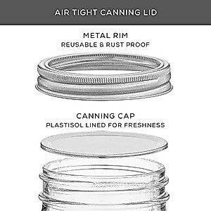 JoyJolt 8 Oz Mason Jars With Lids, Labels and Measures! 6-Pack Regular Mouth Mason Jars, Glass Jar with Lid and Band. Airtight Canning Jars, Overnight Oats Jars, Salad Jars, Sourdough Starter Jar