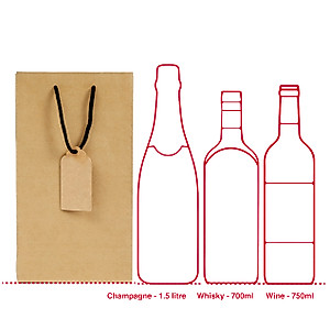 TOHOKU PRIME 2 Bottle Wine Gift Bag, 7.15x4x13 Inch, 24Pcs Double Wine Bottle Gift Bag, 2 Bottle Wine Bag, Wine Gift Bags for 2 Bottles